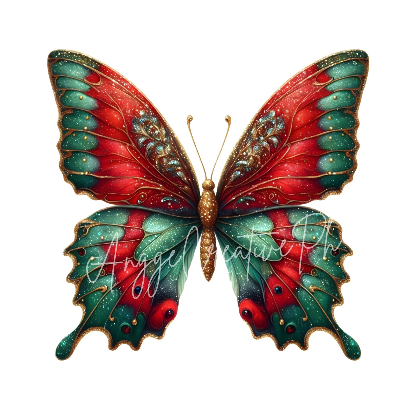 Christmas Butterfly Wings PNG Set | 15 Holiday Butterfly Clipart Images ...