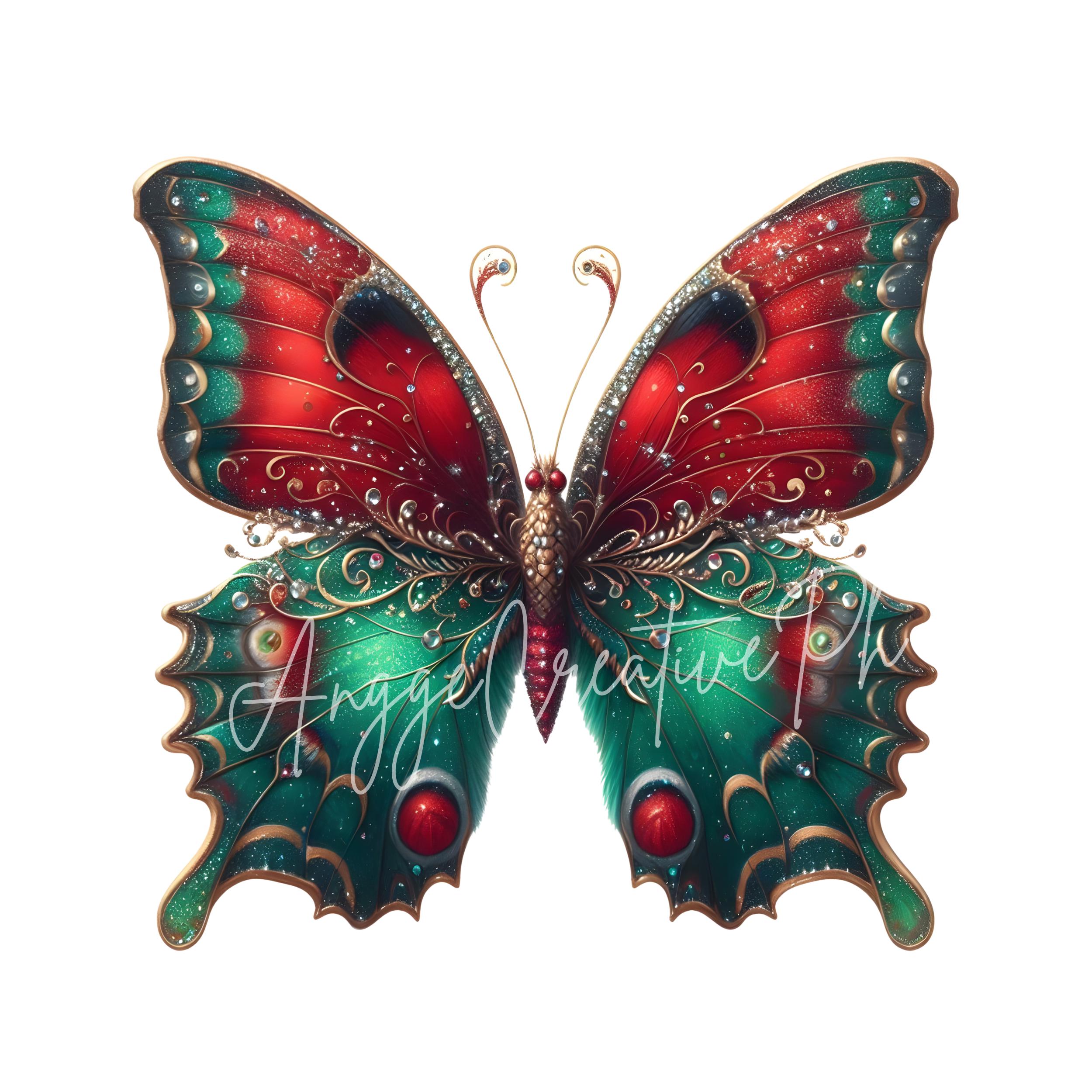 Christmas Butterfly Wings PNG Set | 15 Holiday Butterfly Clipart Images ...