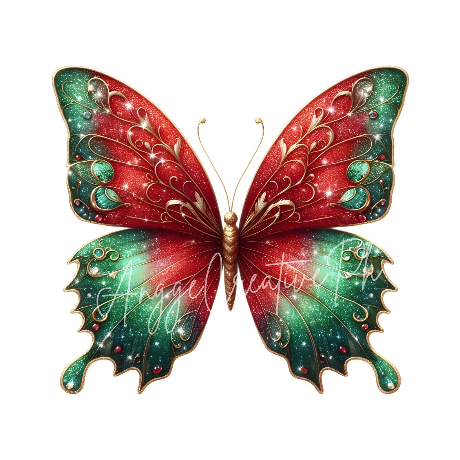 Christmas Butterfly Wings PNG Set | 15 Holiday Butterfly Clipart Images ...