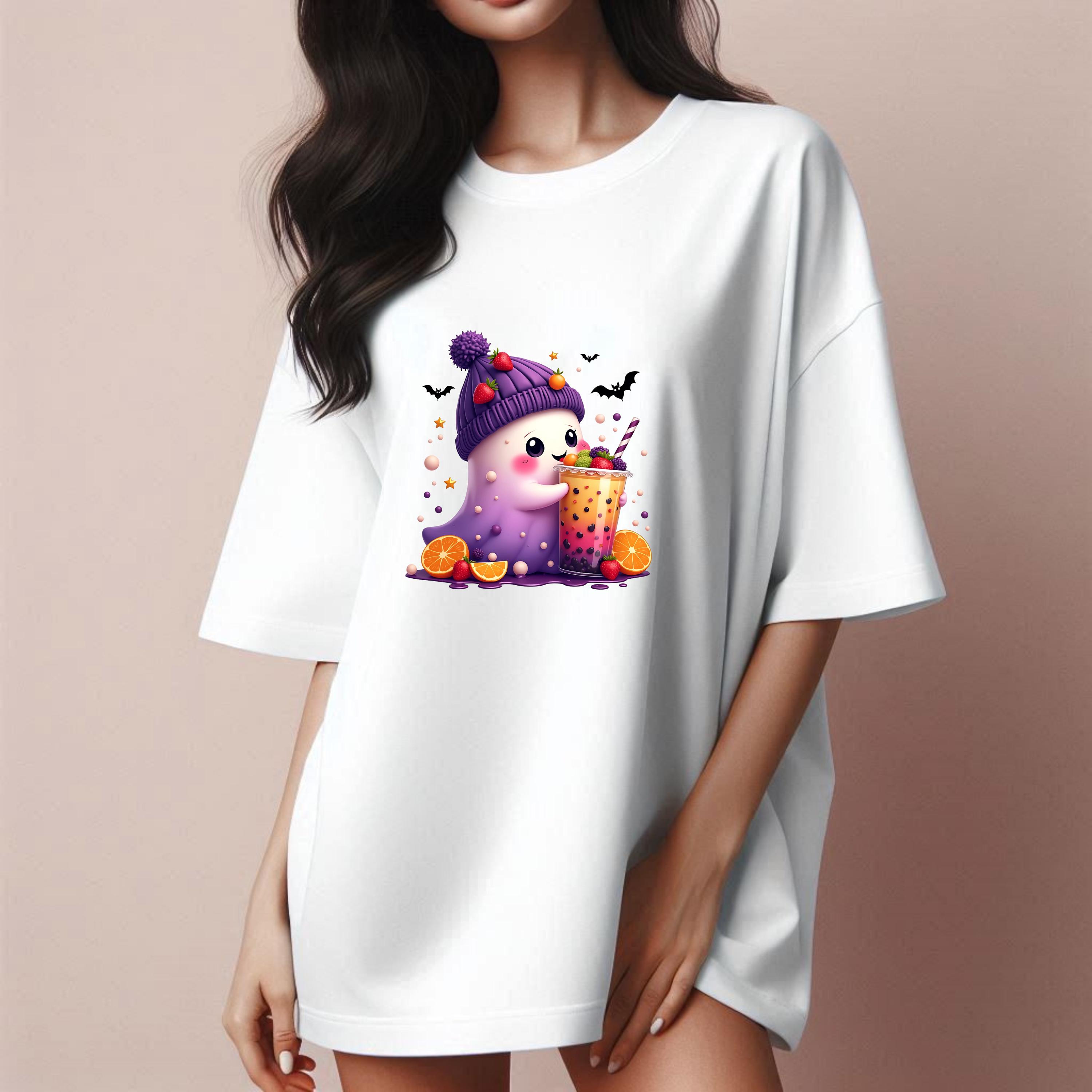 Halloween Ghost Bubble Tea Clipart: Kawaii Boba Tea Design (JPEG ...