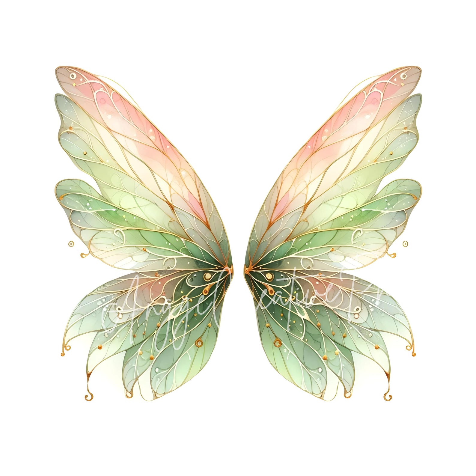 10 Watercolor Fairy Wings Clipart: Pastel & Rainbow Jpegs Digital ...