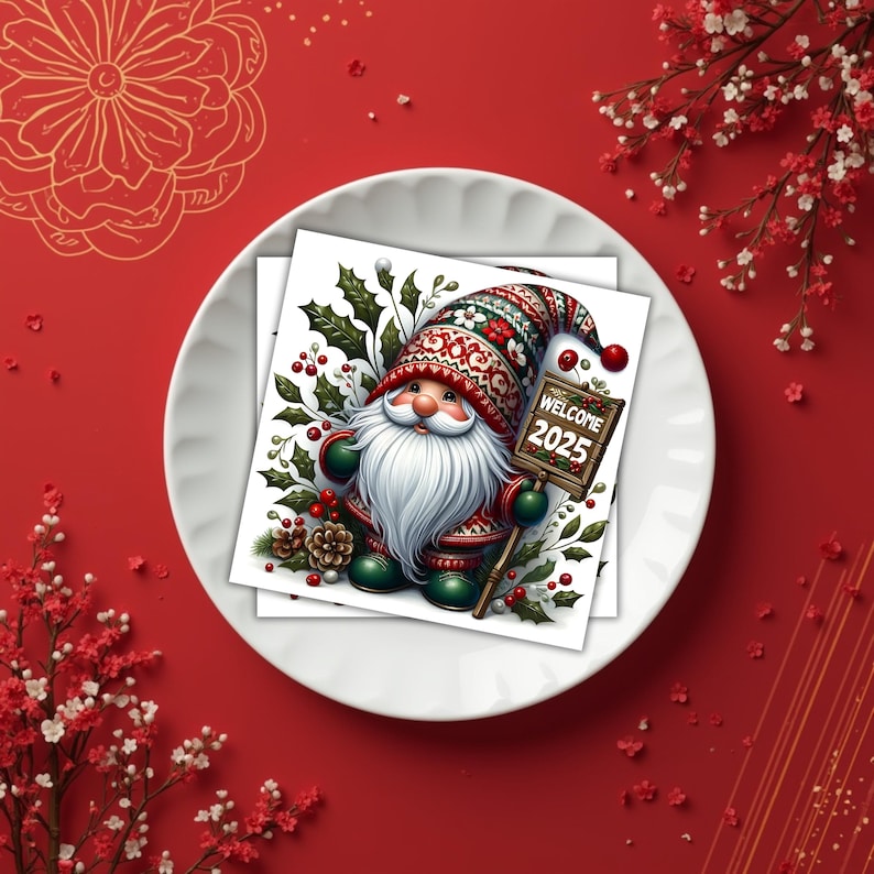 New Year Gnome Clipart Set: Festive 2025 Jpegs (digital Download) - Etsy