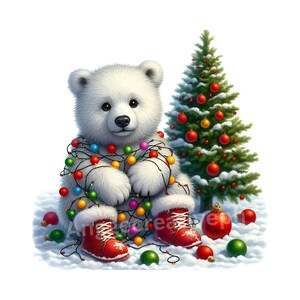 Christmas Polar Bear Clipart, Set of 5 High Quality 300 DPI Jpegs ...