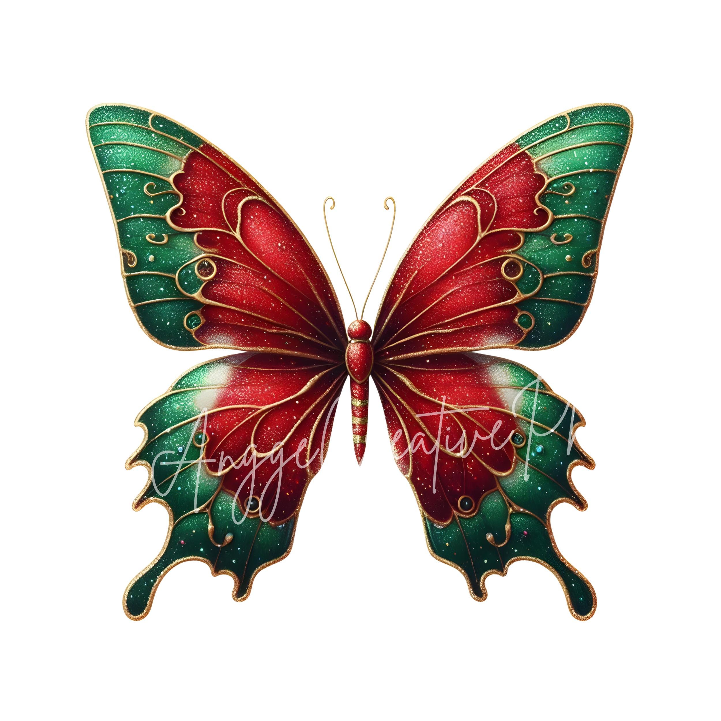 Christmas Butterfly Wings PNG Set | 15 Holiday Butterfly Clipart Images ...