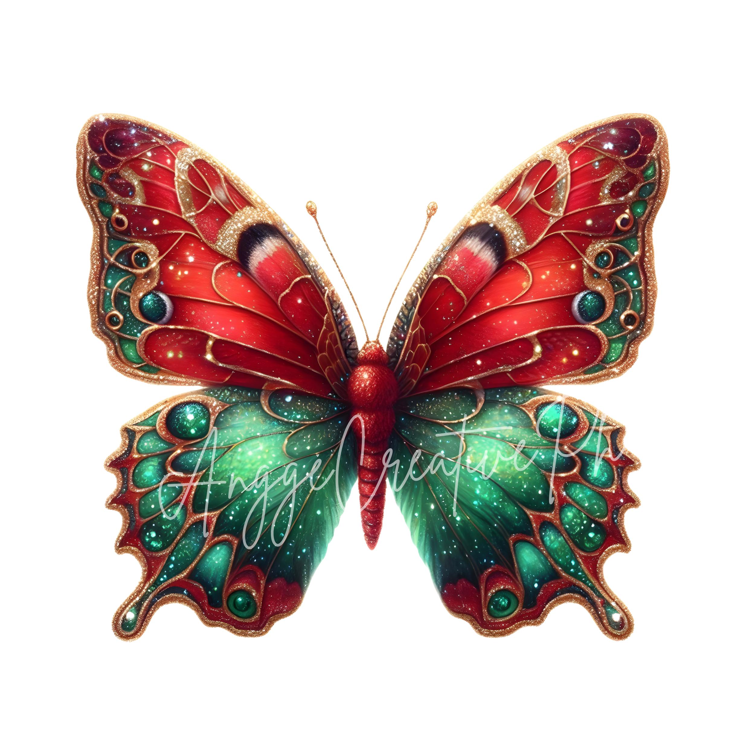 Christmas Butterfly Wings PNG Set | 15 Holiday Butterfly Clipart Images ...