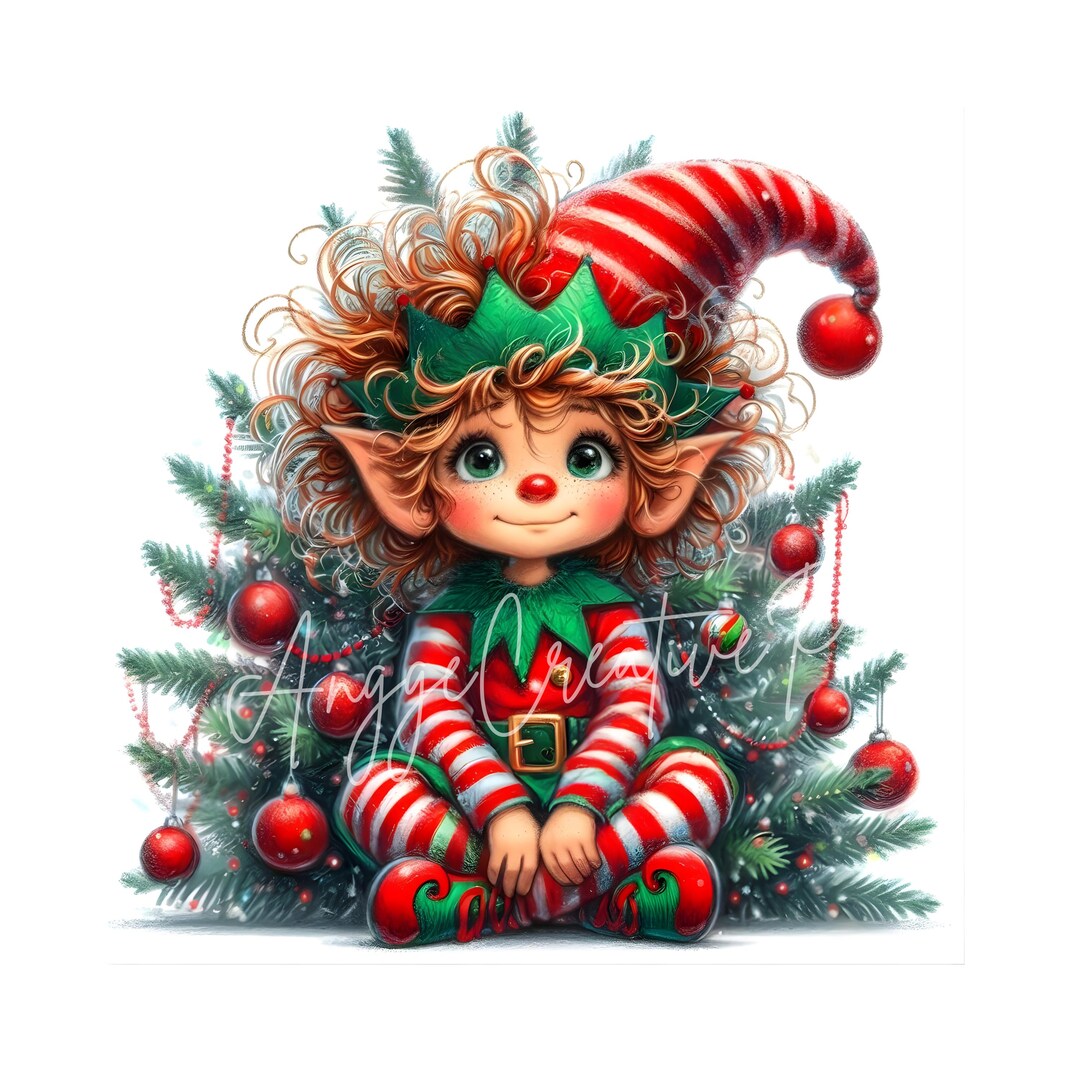 Christmas Elf Clipart Set | Festive Holiday JPG Illustrations (digital ...