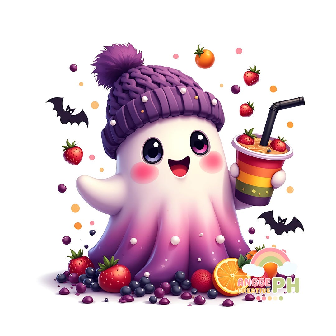 Ghost Boba Tea Clipart JPEG, Halloween Boba Tea Ghost, High Quality 300 ...