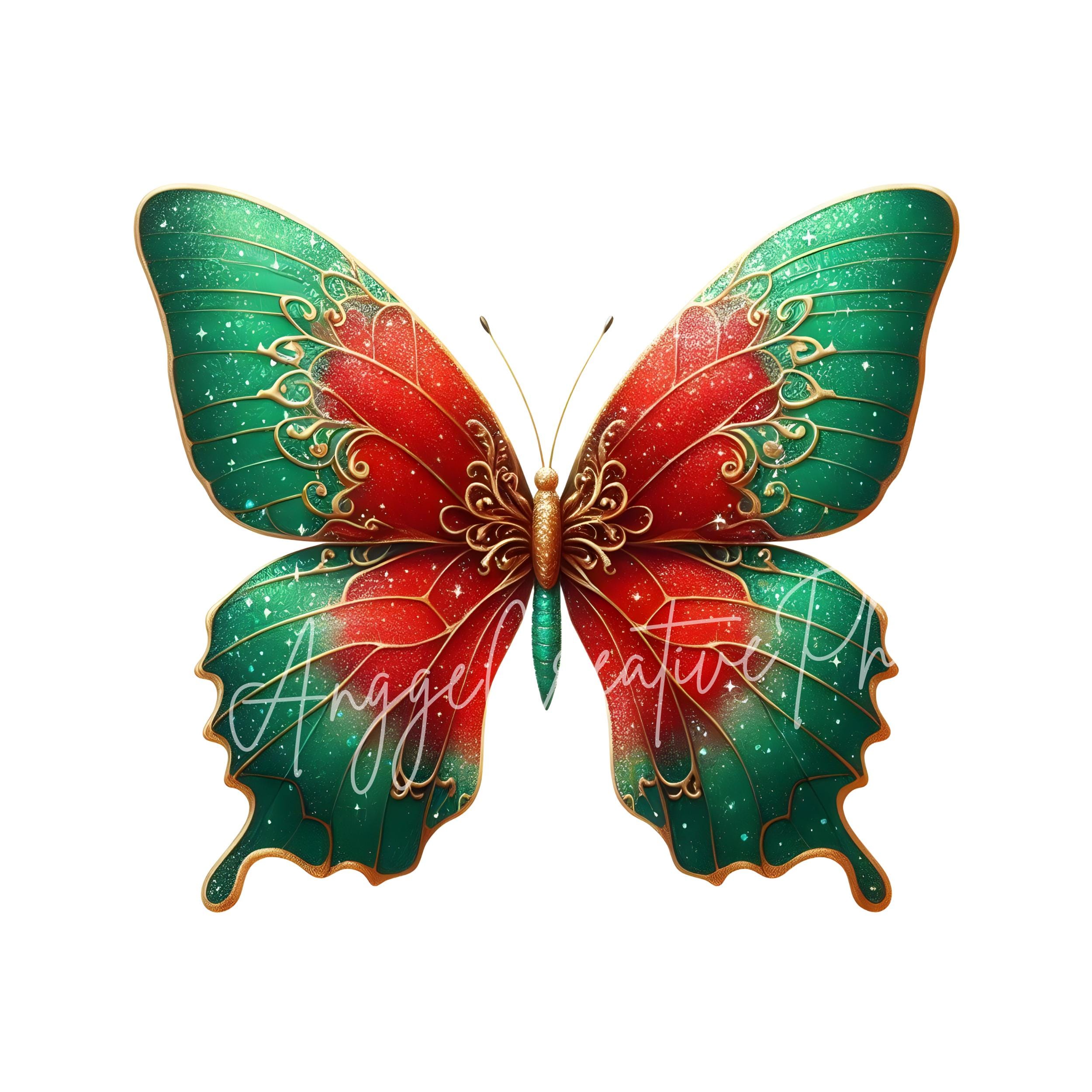 Christmas Butterfly Wings PNG Set | 15 Holiday Butterfly Clipart Images ...