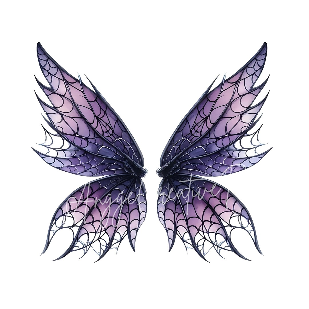 Halloween Fairy Wings Clipart: Spider Web Purple Overlays (digital ...