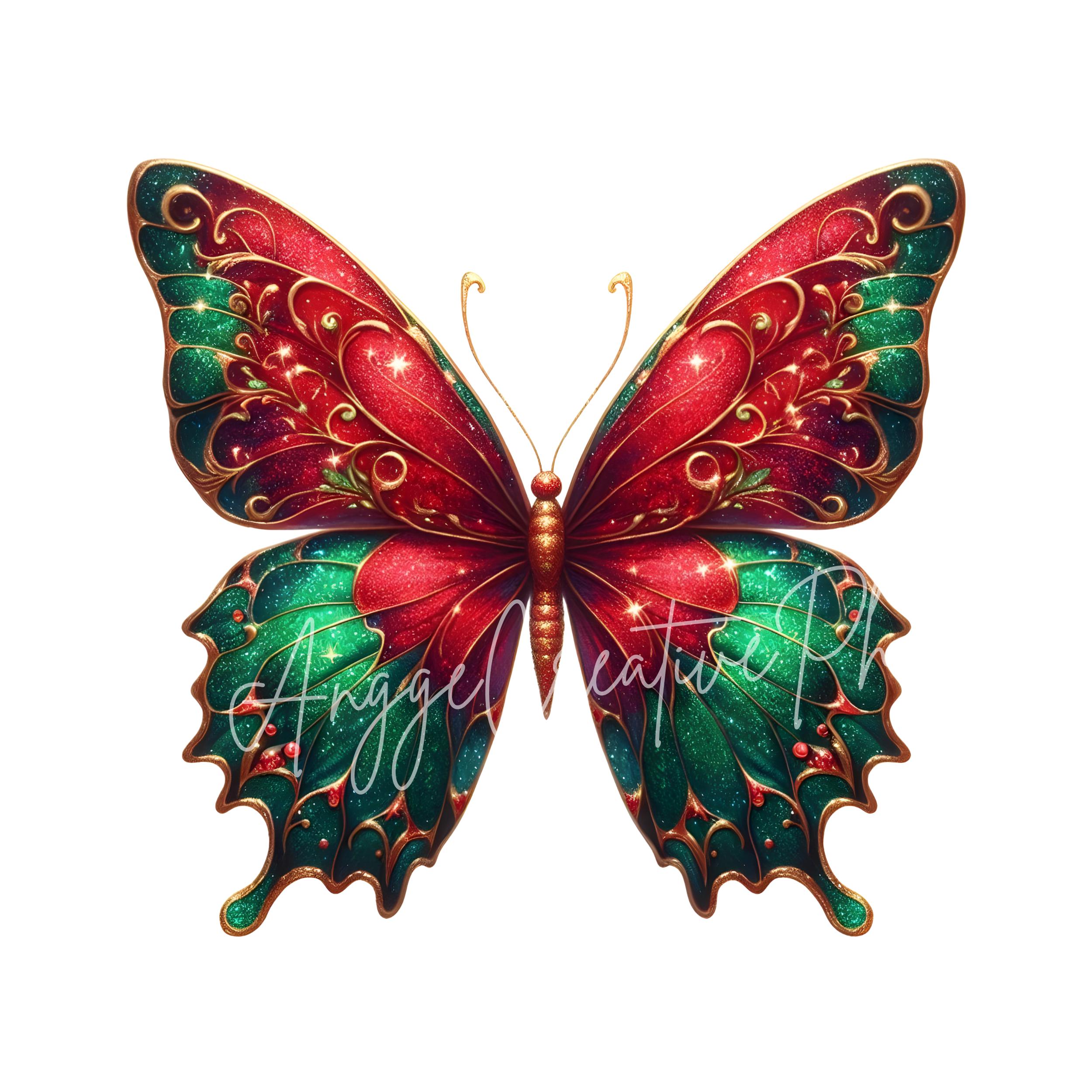Christmas Butterfly Wings PNG Set | 15 Holiday Butterfly Clipart Images ...