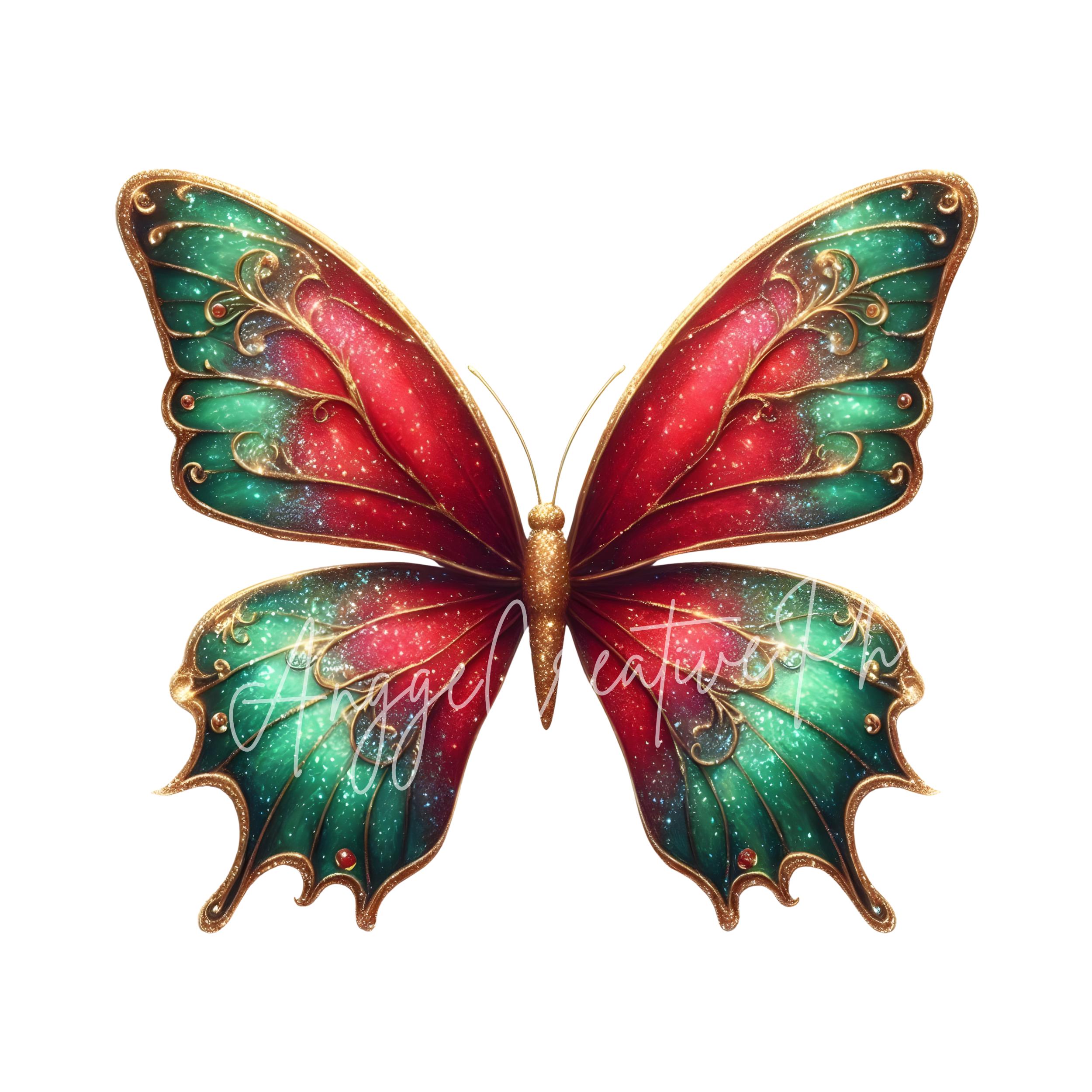 Christmas Butterfly Wings PNG Set | 15 Holiday Butterfly Clipart Images ...