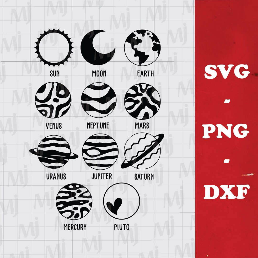 6 Sun Moon Venus Neptune Svg, Planet Svg, Saturn Space Theme Galaxy ...