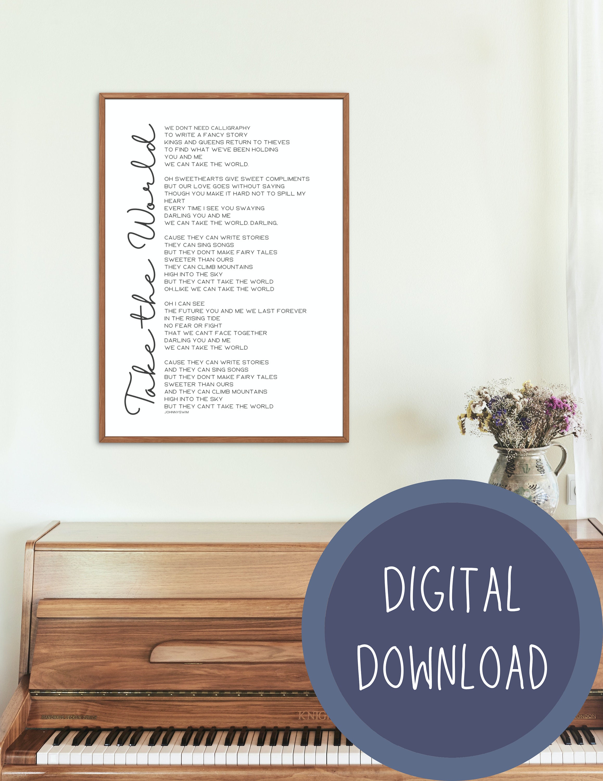 Johnnyswim Digital Print, Instant Download, PNG, Take the World, Music ...