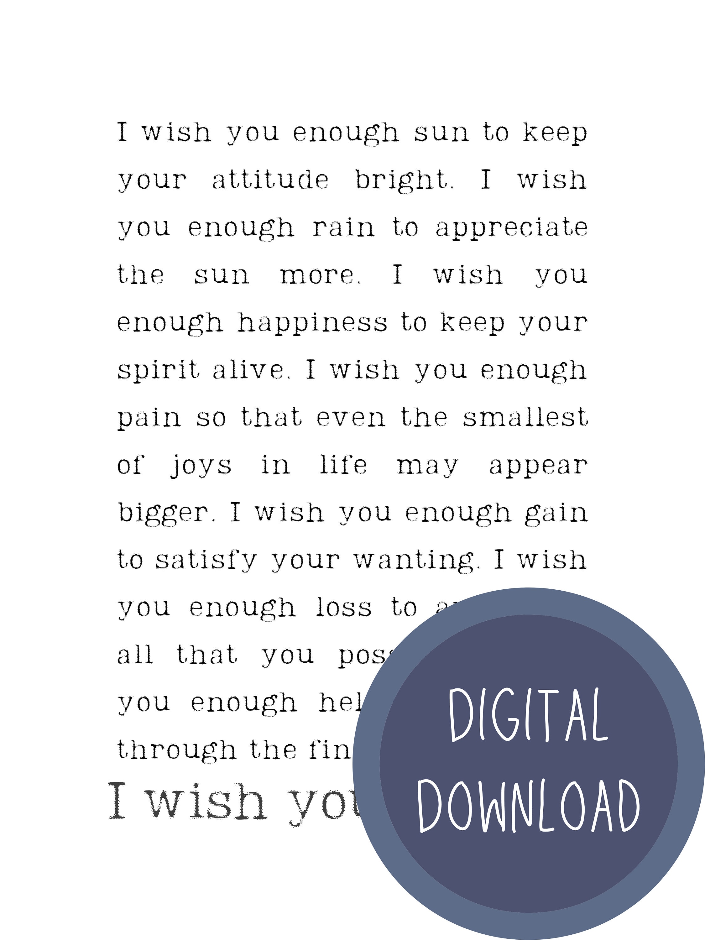 I Wish You Enough Poem, Family, Love, Digital Download, Home Decor ... I Wish You Enough Poem, Family, Love, Digital Download, Home Decor ...