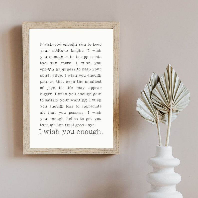 I Wish You Enough Poem Print, Family Love Wall Art (digital Download ...
