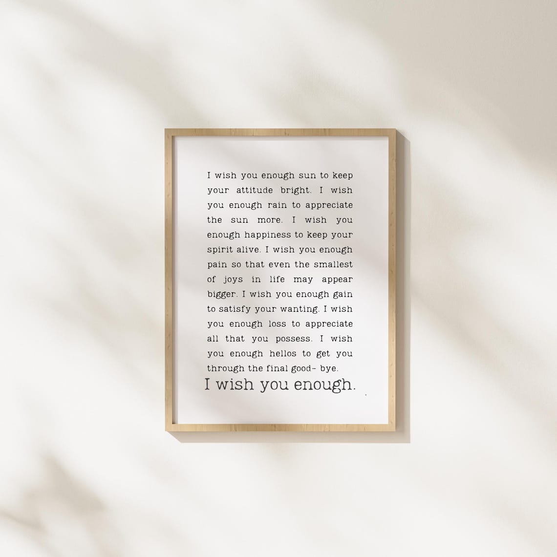 I Wish You Enough Poem Print, Family Love Wall Art (digital Download ...