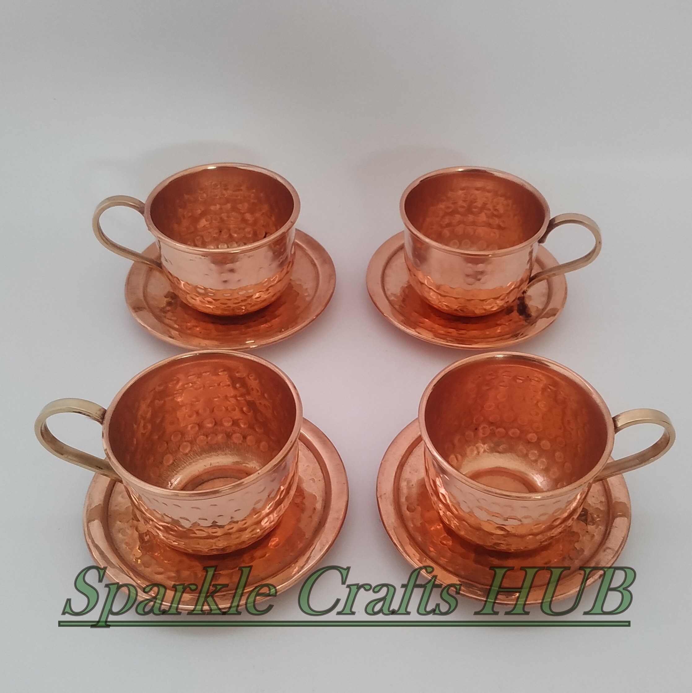 Pure Copper Cup & Saucer Set, Morning Tea Cup Set, Royal Tea Cups and ...