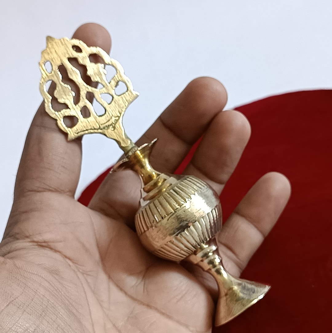 Antique Brass Surmadani, Vintage Brass Kohl Bottle, Gold Tone Filigree ...