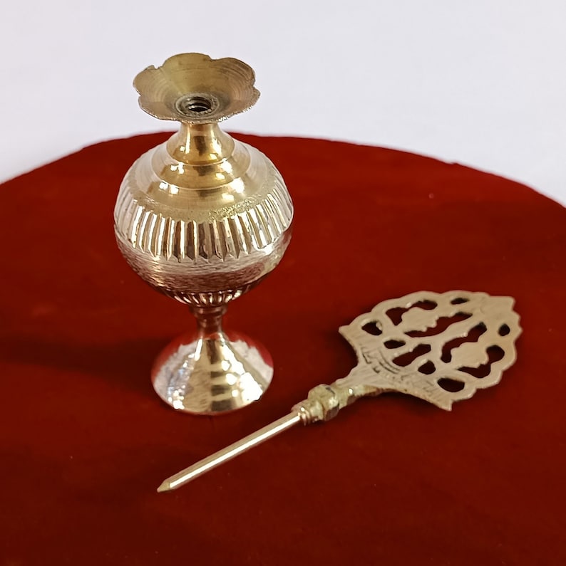 Antique Brass Surmadani, Vintage Brass Kohl Bottle, Gold Tone Filigree ...