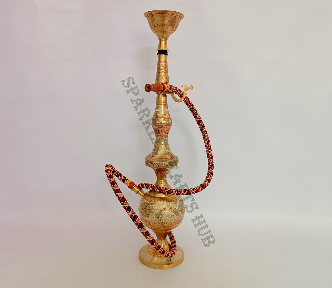Brass Burned Design Large Original Brass Hookah Set, Unique Handmade ...