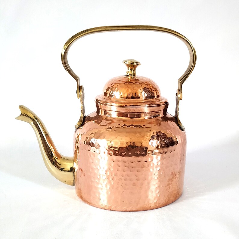 Handmade Copper Kettle With Brass Handle, Hammered Tea Coffee Pot - Etsy