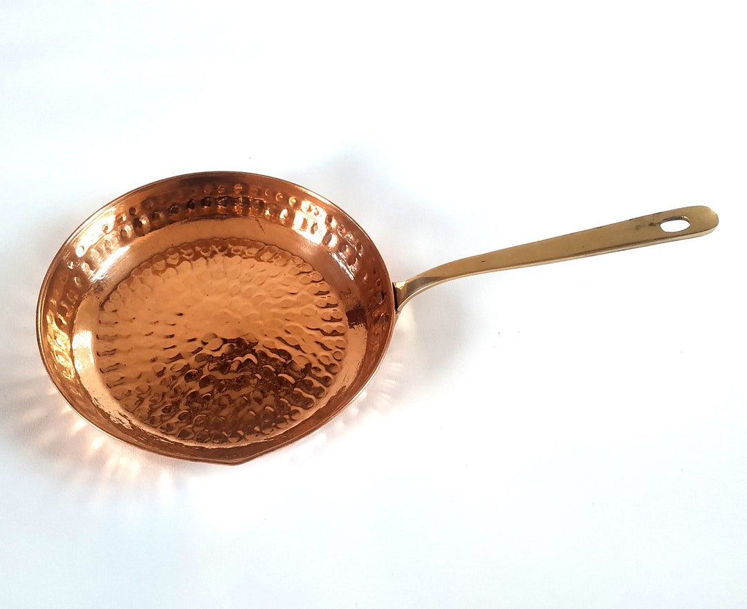 Pure Copper Kitchenware Fry Pan, Copper Fry Pan for Serving With Brass ...
