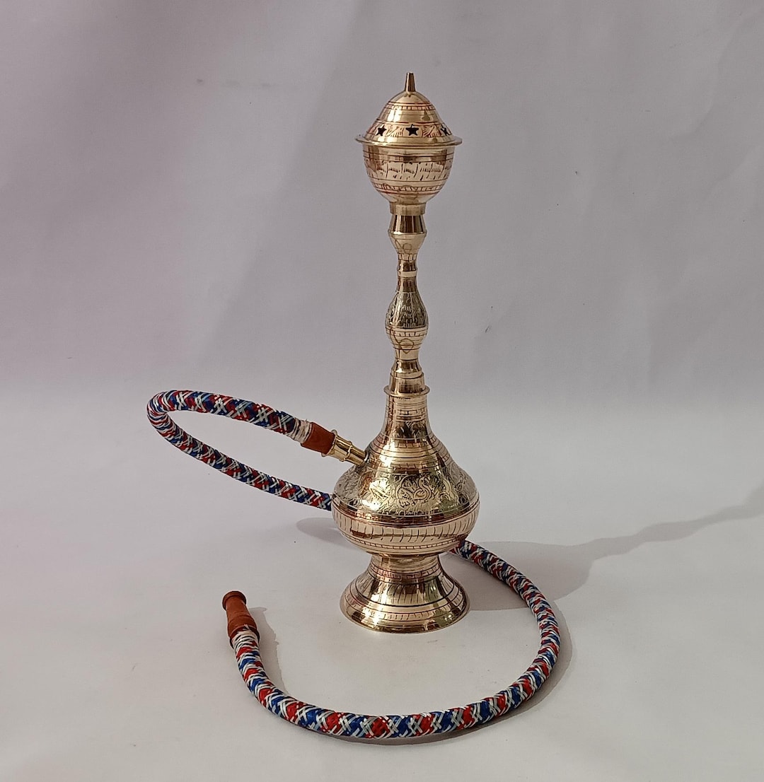 Vintage Brass Peacock Hookah: Hand-carved Minakari Design, Indian Decor ...
