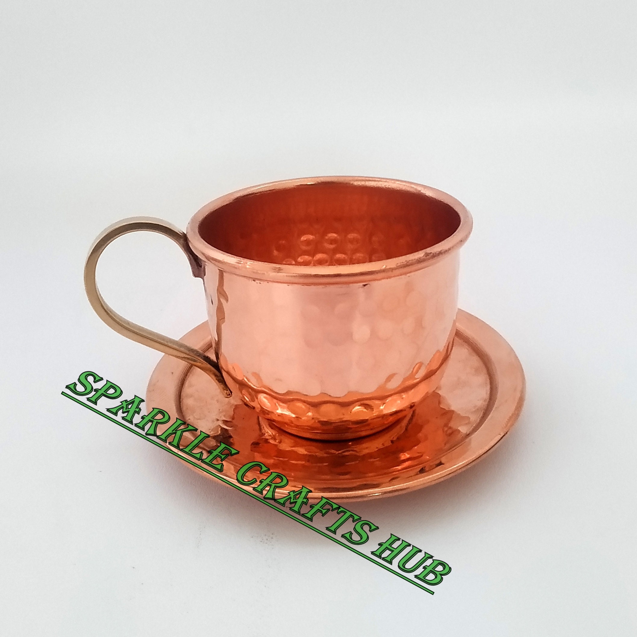 Pure Copper Cup & Saucer Set, Morning Tea Cup Set, Royal Tea Cups and ...