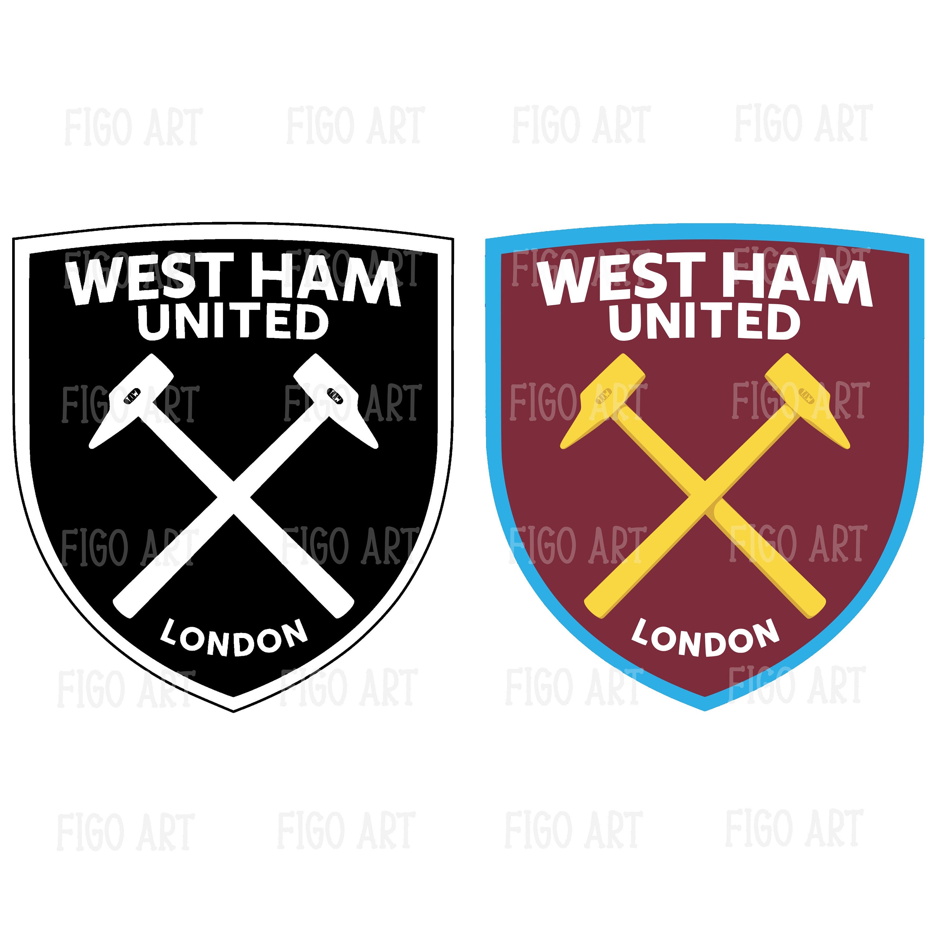 West Ham United Soccer Football Logo Sign Layered Colors Svg - Etsy