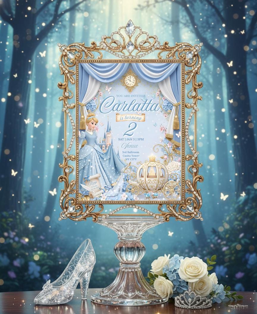 Cinderella Invitation "canva Editable File" - Etsy