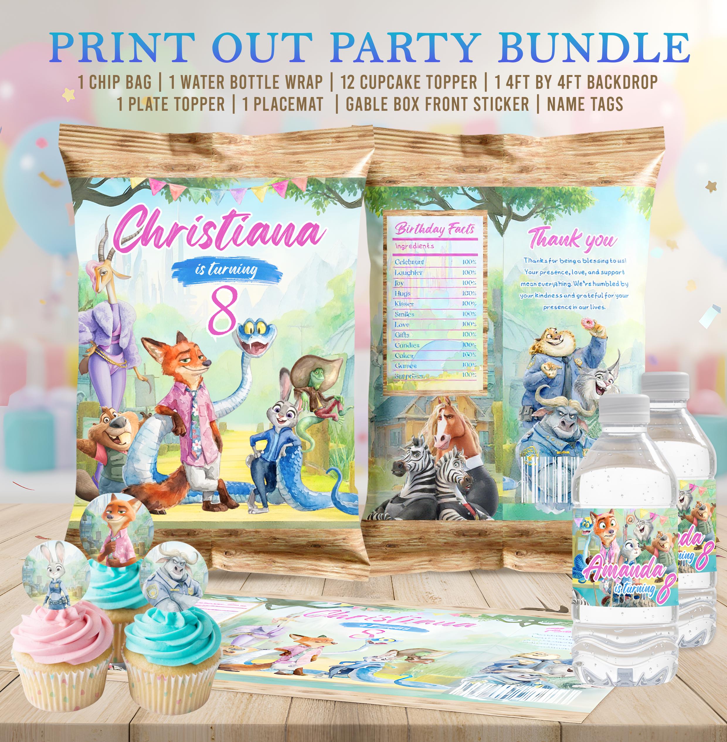 Zootopia 2, 10 Party Printables Bundle | Watercolor Theme, Editable ...