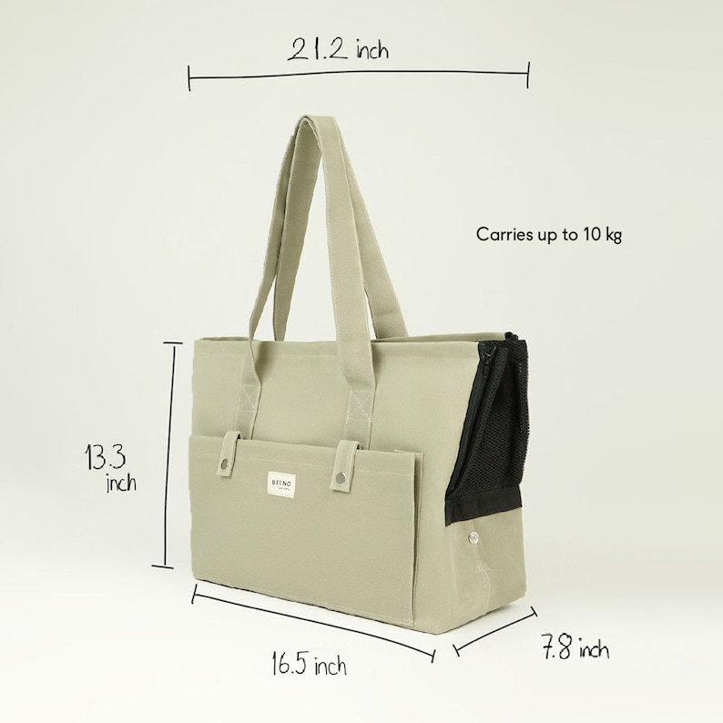 Olive Green Dog Carrier Bag, Cotton Canvas Pet Tote for Small Dogs up ...