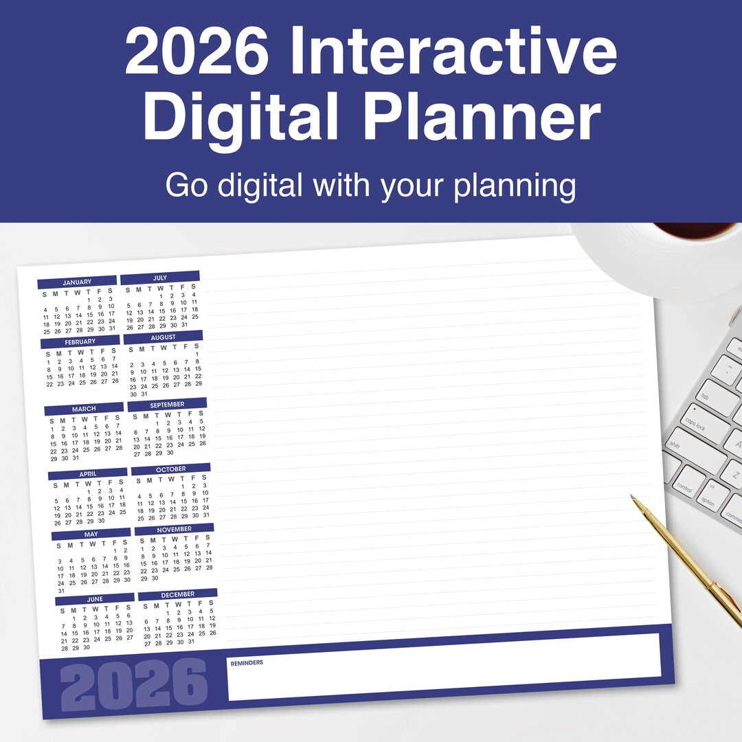 2026 Digital Interactive Desk Planner, Edit at Home or Take to Your ...