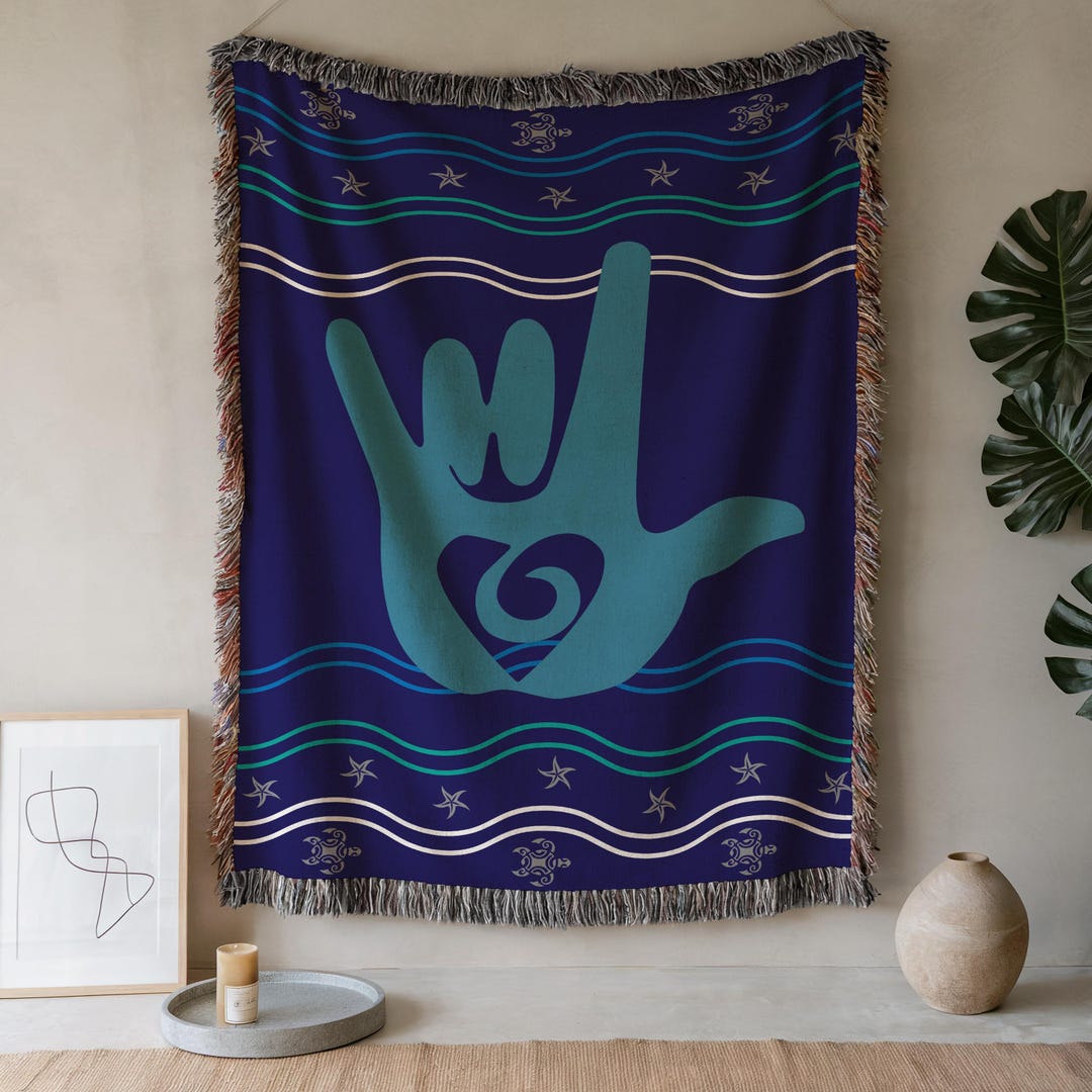 Auslan, American Sign Language (ASL) "love" Woven Blanket, Ideal as a ...