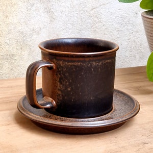 Arabia Finland Ruska Large Tea - Cocoa - Beer Mug and Saucer by Ulla ...