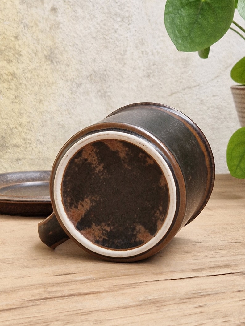 Arabia Finland Ruska Large Tea - Cocoa - Beer Mug and Saucer by Ulla ...