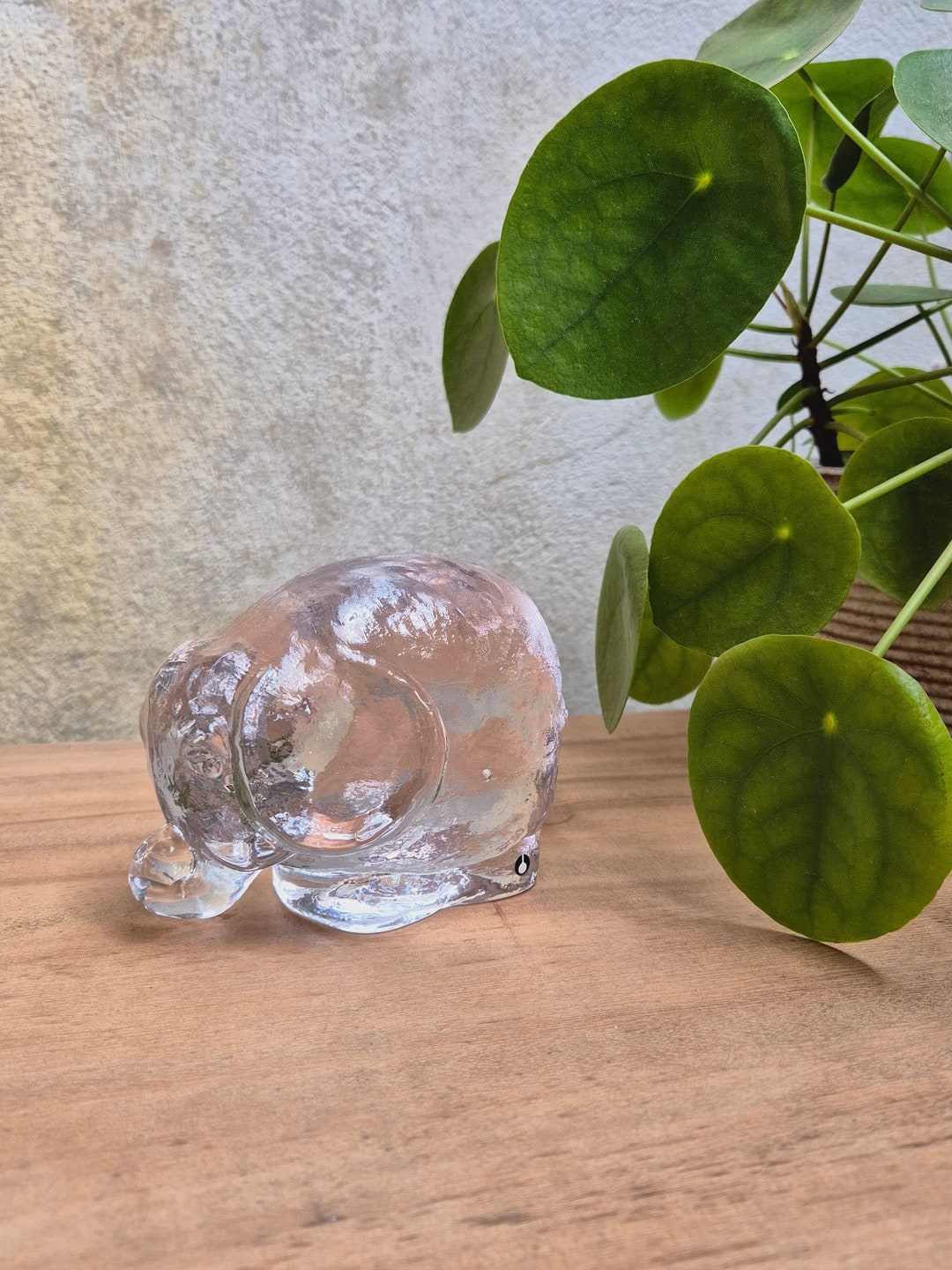 Pukeberg Glassworks Sweden Crystal Glass Elephant Figurine Sculpture ...