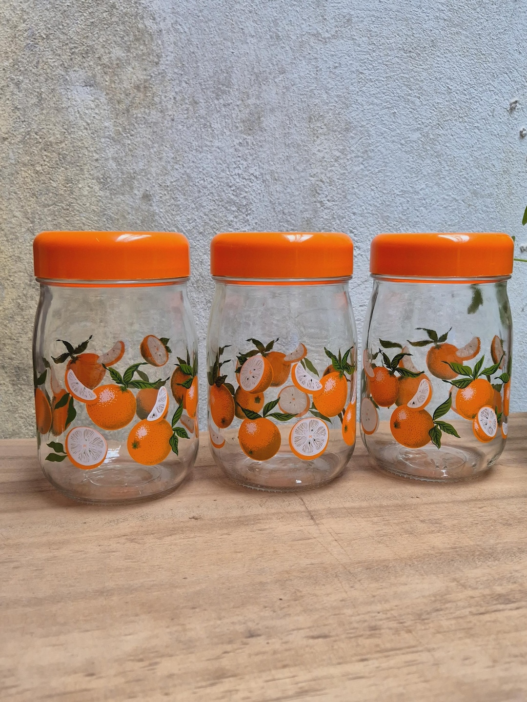 Le Parfait France Jars in Vintage Oranges Fruit Pattern Plastic Lid ...