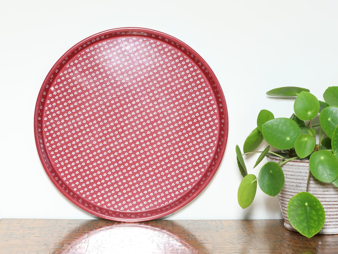 Södahl Red Serving Tray With Small White Flowers Made in Denmark. - Etsy