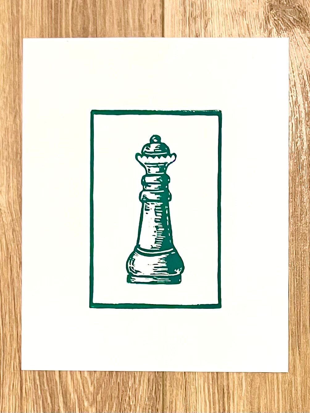 Queen Chess Piece Print, Handmade Block Print; 8"x10" - Etsy