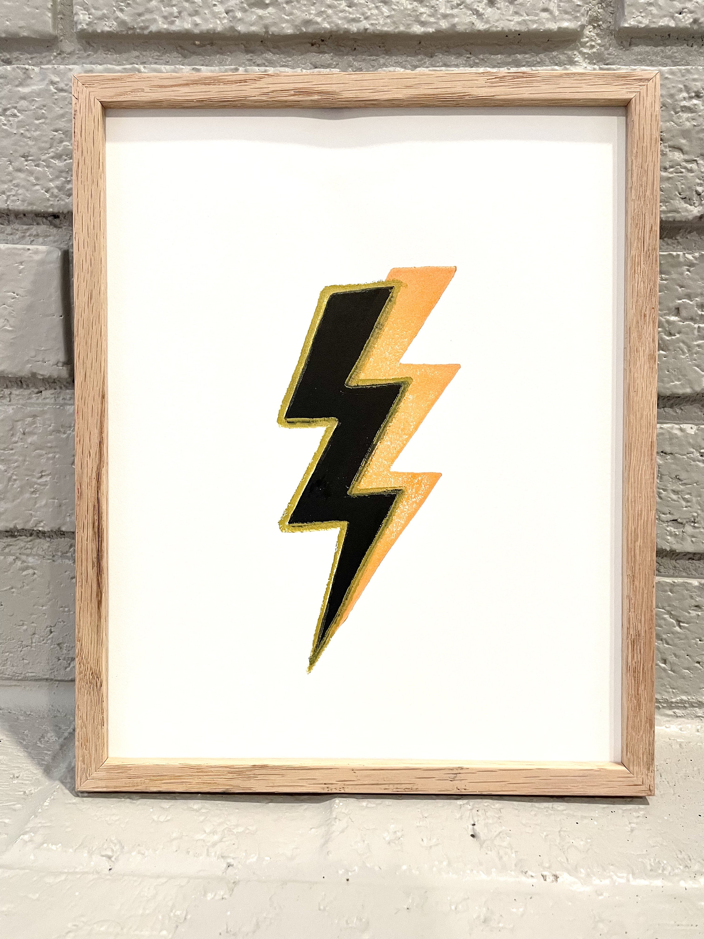 Lightning Bolt Print, Handmade Block Print; 8"x10" - Etsy