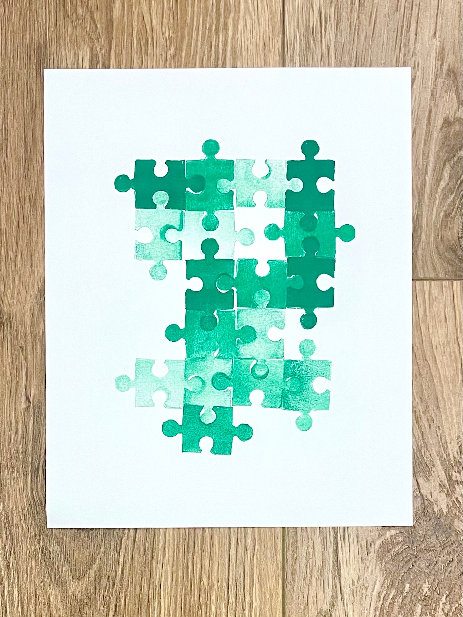 Puzzle Piece Block Print, Handmade Block Print 8x10 - Etsy