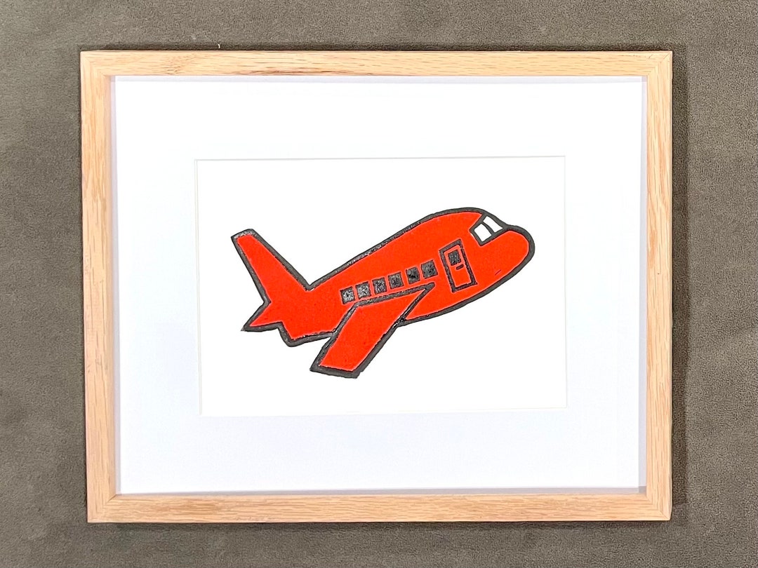 Airplane Print, Handmade Block Print; 5"x7' - Etsy