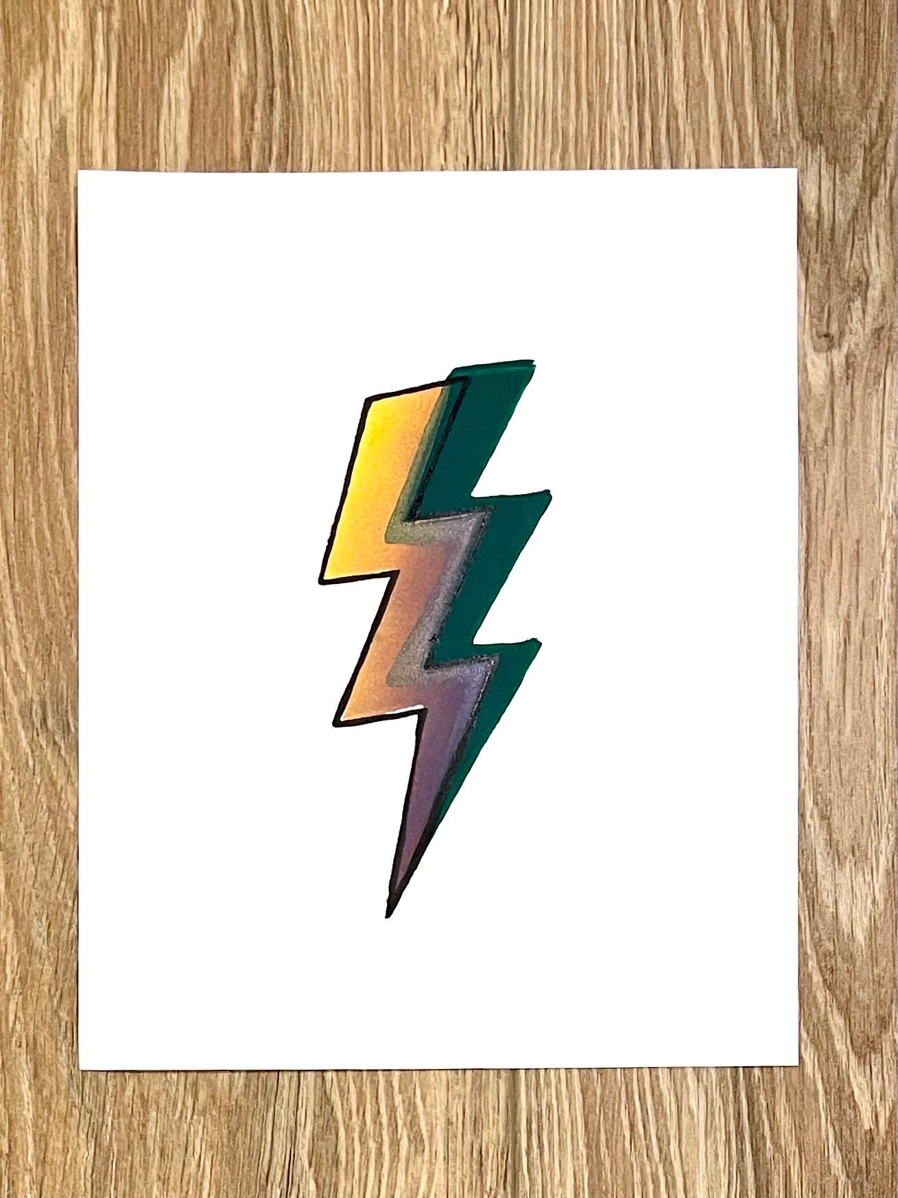 Lightning Bolt Print, Handmade Block Print 8x10 - Etsy