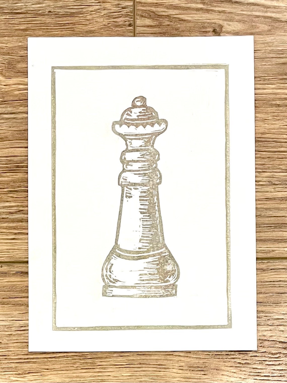 Queen Chess Piece Print, Handmade Block Print, 5"x7" - Etsy
