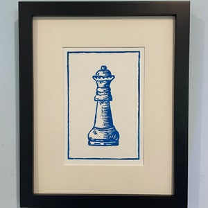 Queen Chess Piece Print, Handmade Block Print, 5"x7" - Etsy