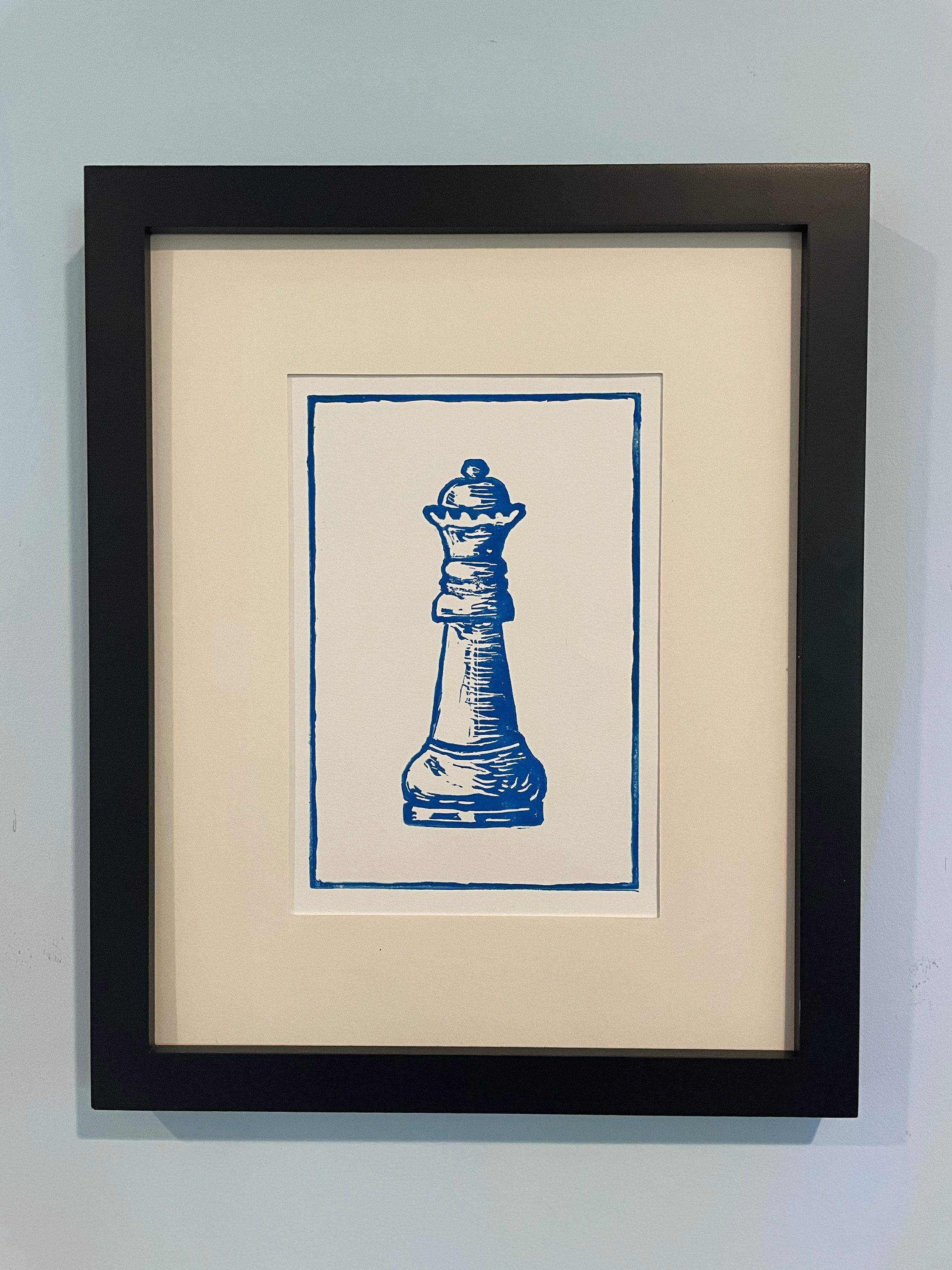 Queen Chess Piece Print, Handmade Block Print, 5"x7" - Etsy