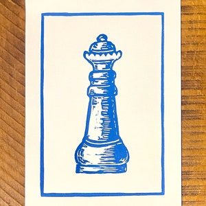 Queen Chess Piece Print, Handmade Block Print, 5"x7" - Etsy