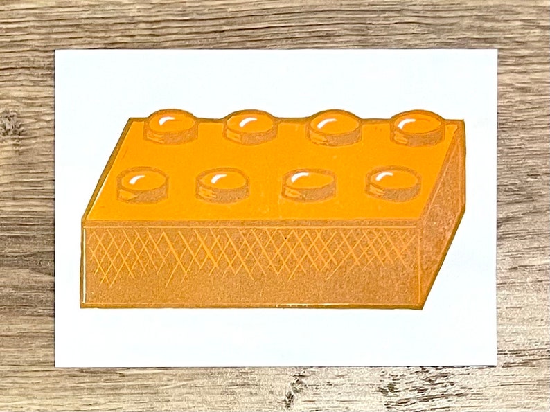 Lego® Block Print, Handmade Block Print 5x7 - Etsy