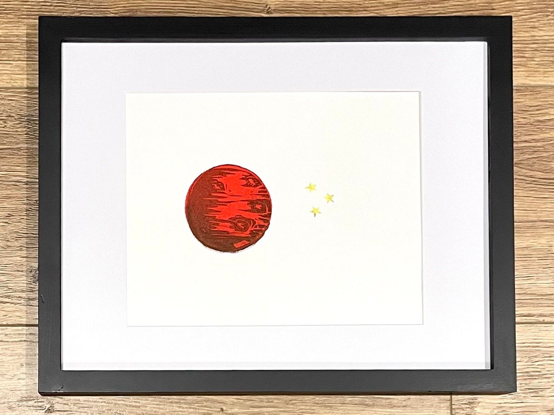 Stars and Planet Print, Handmade Block Print; 8"x10" - Etsy